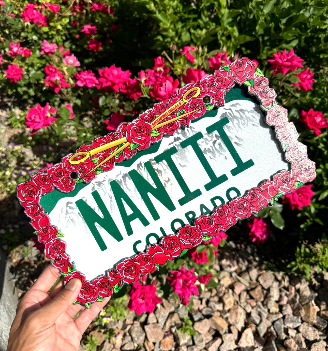 Roses License Plate Frame 🌹 – Modified Decals INC